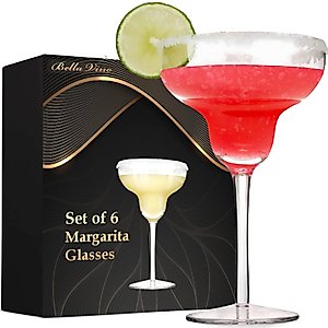 Set of 6 Margarita Glasses Martini Glasses, Whiskey, Gin, Tequila, Tall Cosmopolitan Glasses Bar Drinking Glasses Goblet Gift Set