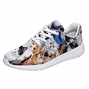 Cat Lover Shoes Women Running Walking Sneakers Cute Kitty Kitten Cat Print Tennis Shoes Gifts for Her,Him,Size 7