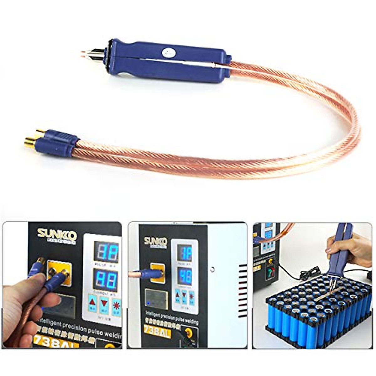 CNCEST Spot Welder, Spot Welder Machine with 738AL Telescopic Arms, Handheld Hot-air 18650 Pulse Welding Machine, 110V 3.6KW