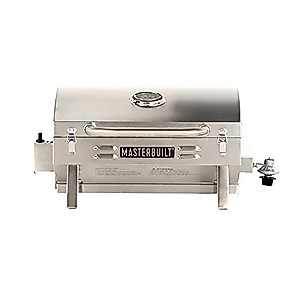 Masterbuilt MB20030819 Portable Propane Grill, Stainless Steel & GasOne 50180 Refill Adapter for 1lb Propane Tanks & Fits 20lb Tanks, Black