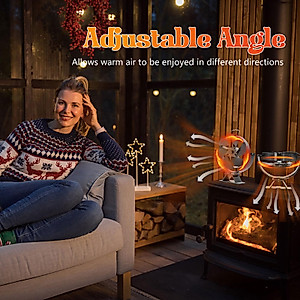 Wood Stove Fan, Adjustable Angle Heat Powered Fireplace Fan, 6 Blades Heat Powered Stove Fan for Wood/Log Burner/Fireplace/, Non Electric Fireplace Fan,Saving Fuel Efficiently 4.3 * 8.5inch