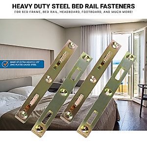 Set of 4 Pairs Rok Hardware 4" (102mm) Long Heavy Duty Steel Bed Rail Fasteners, Bed Rail Brackets, Zinc Plated, ROKBRF4