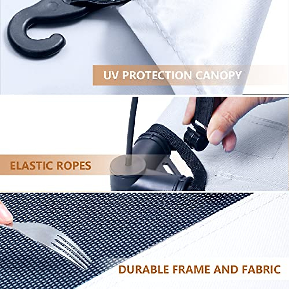 SweetBin S/M/L Outdoor Elevated Dog Cot with Canopy & Side Shade for Camping Small Medium Dogs (Carry Bag), Portable Cooling Raised Dog Bed with and Side for Beach