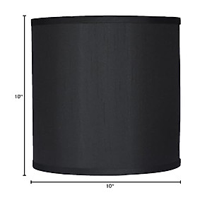 Urbanest Faux Silk Drum Lampshade, 10-inch by 10-inch by 10-inch, Black, Spider Fitter
