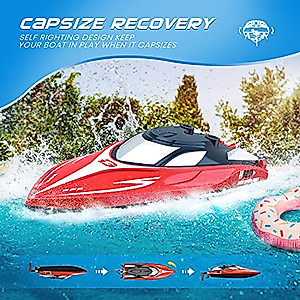 DEERC H120 RC Boat 20+ MPH, Fast Remote Control Boats for Pools and Lakes, 2.4 GHz Racing Boats for Kids & Adults with Rechargeable Battery,Low Battery Alarm,Capsize Recovery,Gifts for Boys Girls