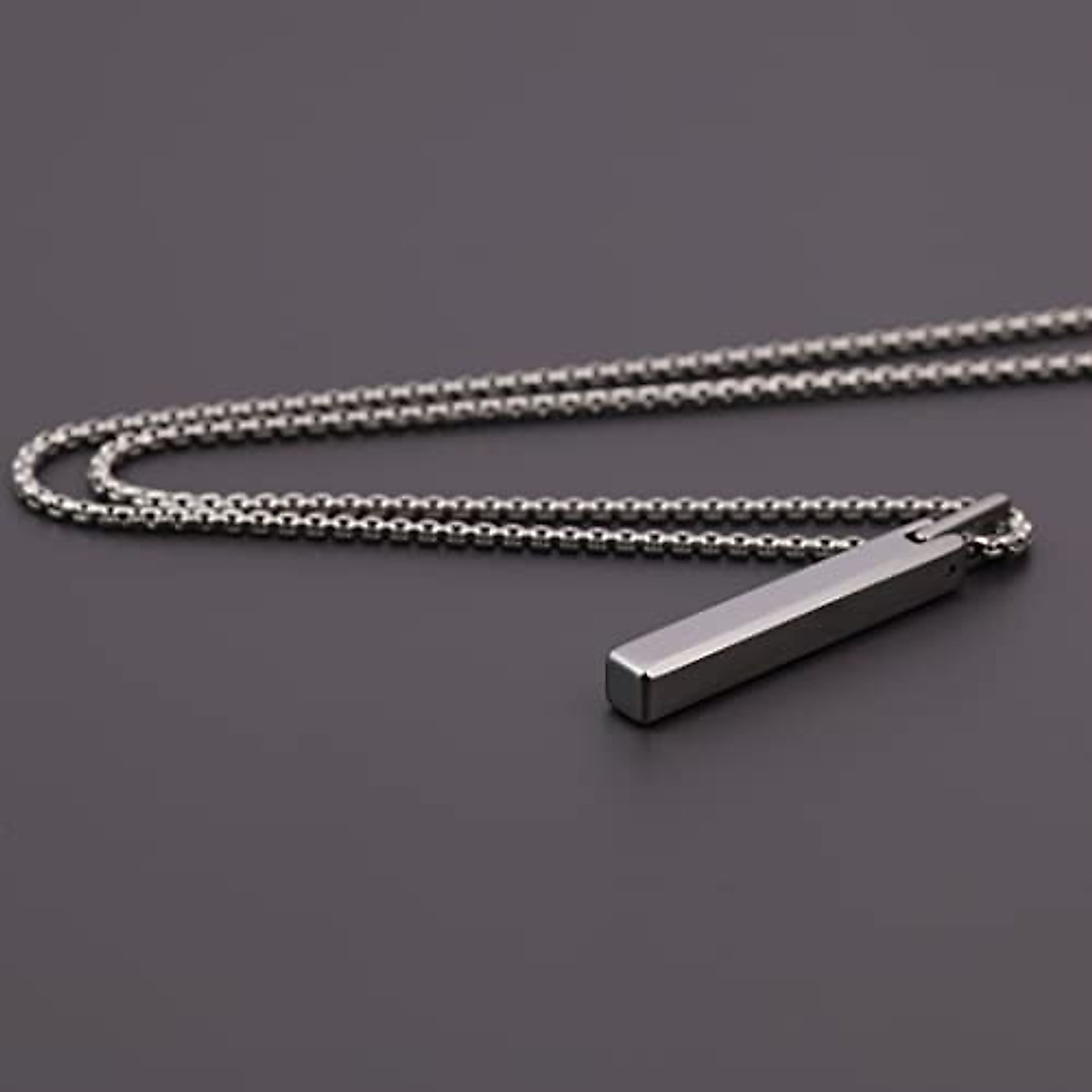 COAI Box Chain Simple Tungsten Steel Bar Pendant Necklace for Men 20"