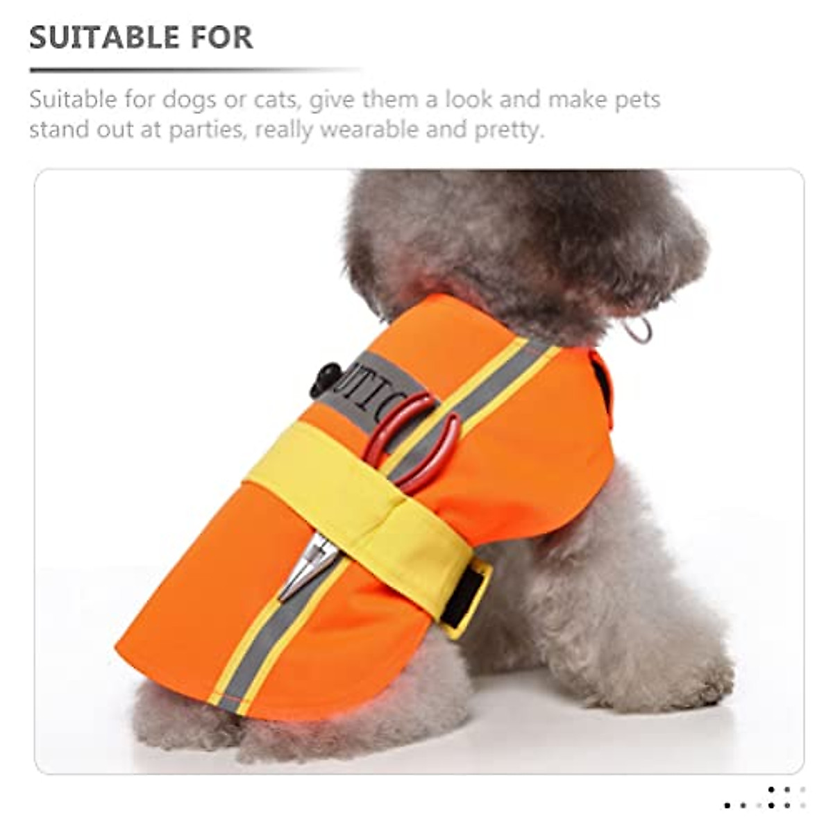 POPETPOP Dog Reflective Vest Construction Worker Pet Costume Christmas Outfits High Visibility Dogs Clothes for Large Medium Small Dogs Cats Costumes S