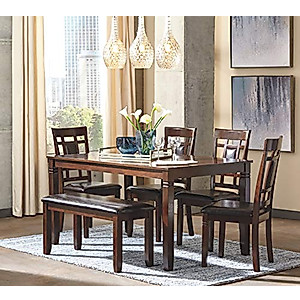 Signature Design by Ashley Bennox Dining Room Set, Includes Table, 4 18" Chairs & Bench, Brown