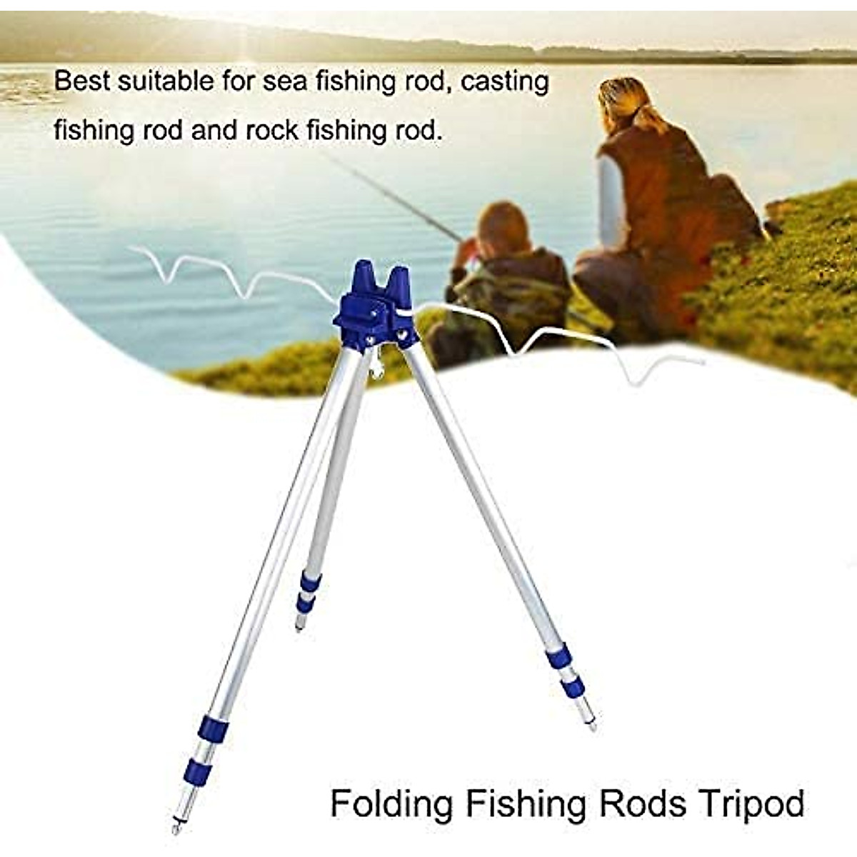 GOTOTOP Portable Fishing Rods Tripod Stand,Folding Fishing Rods Holder, Aluminum Alloy Telescopic Stand for Sea Beach Coarse Shore Tackle Telescopic Travel