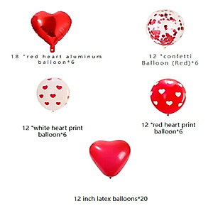 Anniversary Decorations Valentines Day Decorations Valentines Day Balloons with Happy Anniversary Banner Heart Balloons Heart Hanging String Rose Petals for Valentines Romantic Decorations