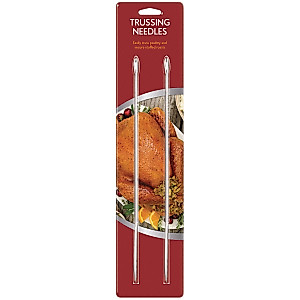 HIC Roasting Straight Trussing Needles, for Poultry and Stuffed Roasts, 18/8 Stainless Steel, 8-Inches, Set of 2, for Securing Stuffed Turkey, Chicken, and Roasts