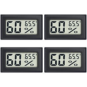 4-Pack Mini Digital Thermometer Hygrometer Indoor Humidity Monitor Temperature Humidity Gauge Meter with Fahrenheit (℉) for Humidors, Greenhouse, Garden, Cellar, Closet, Fridge Etc by DWEPTU