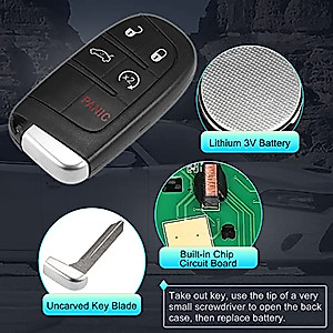 X AUTOHAUX M3N40821302 433MHz 46 Chip Replacement Keyless Entry Remote Car Key Fob for Chrysler 300 for Dodge Charger Challenger Dart Limited 5 Buttons with Door Key