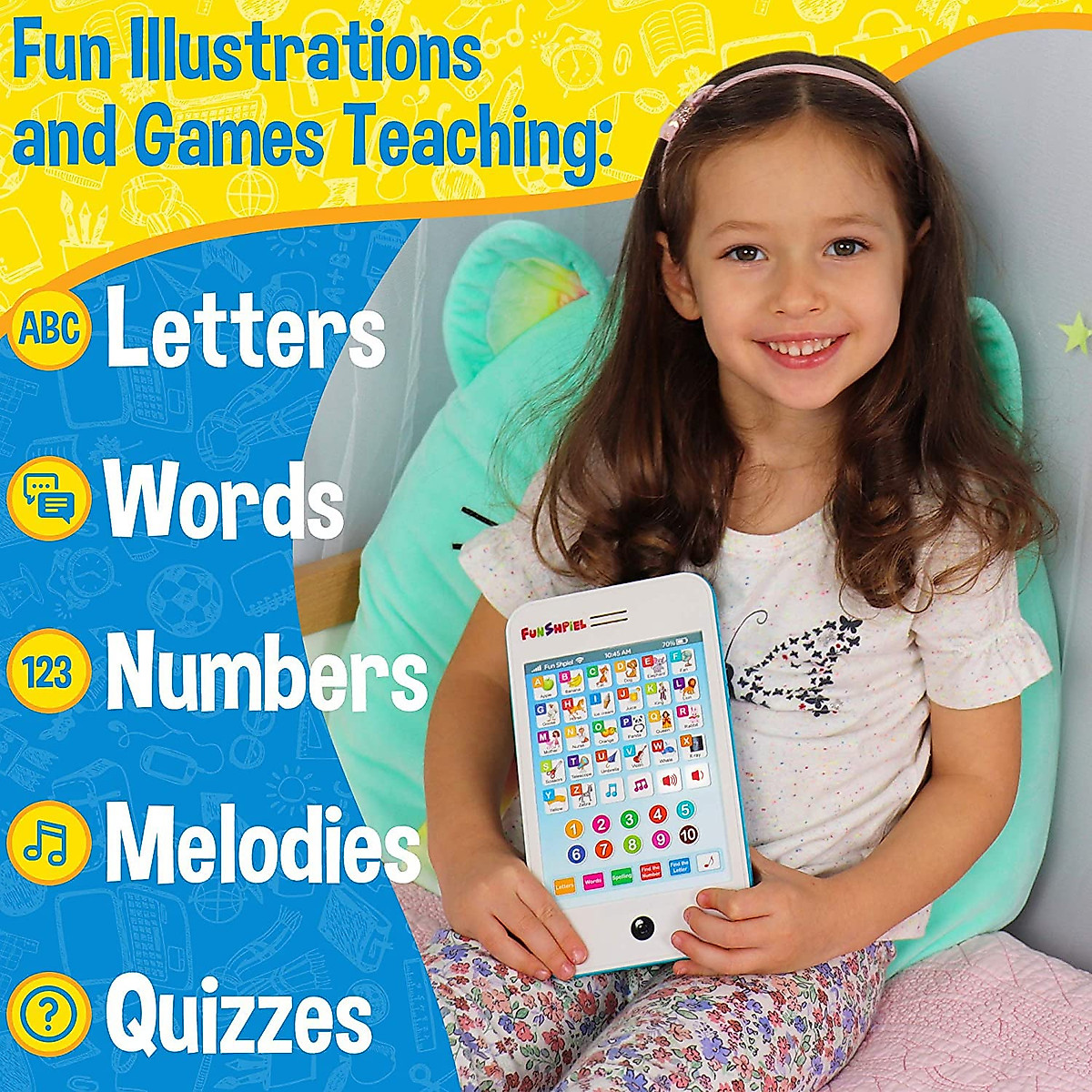 Kid Tablet - Kindergarten Learning Activities, ABC Learning for Toddlers, Learning & Education Toy for 3 Year Olds+, Learning Letters & Alphabet, Kids Phone Toy for Speech Therapy & Letter Sounds