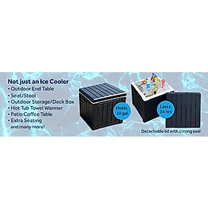 Ice Cooler/Storage Deck Box, and seat, Outdoor Ice Chest is Great to Use for Pool Accessories, Hot Tub Towel Holder, Toys, Gardening Tools, Sports Equipment, UV Resistant Resin,