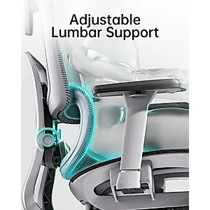 Hbada Ergonomic Office Chair with 3D Adjustable Armrests, Adjustable Lumbar Support High Back for Computer Chair, Big and Tall Mesh Office Chair, Home Office Desk Chairs White