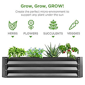 Best Choice Products 6x3x1ft Outdoor Metal Raised Garden Bed Box Vegetable Planter for Vegetables, Flowers, Herbs, and Succulents - Dark Gray