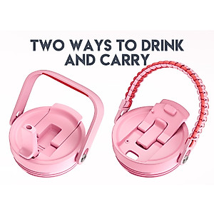 Meoky 50 oz Tumbler with Handle, Stainless Steel Vacuum Insulated Water Bottle, Keeps Cold for 36 Hours, 100% Leak Proof, BPA-free, Non-slip Base (Flamingo)