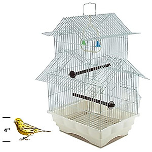 Small White 18-inch Bird CAGE for Small Finch Quaker Parrots Cockatiels Green Cheek Conure Perfect Bird Travel Cage and Hanging Bird House