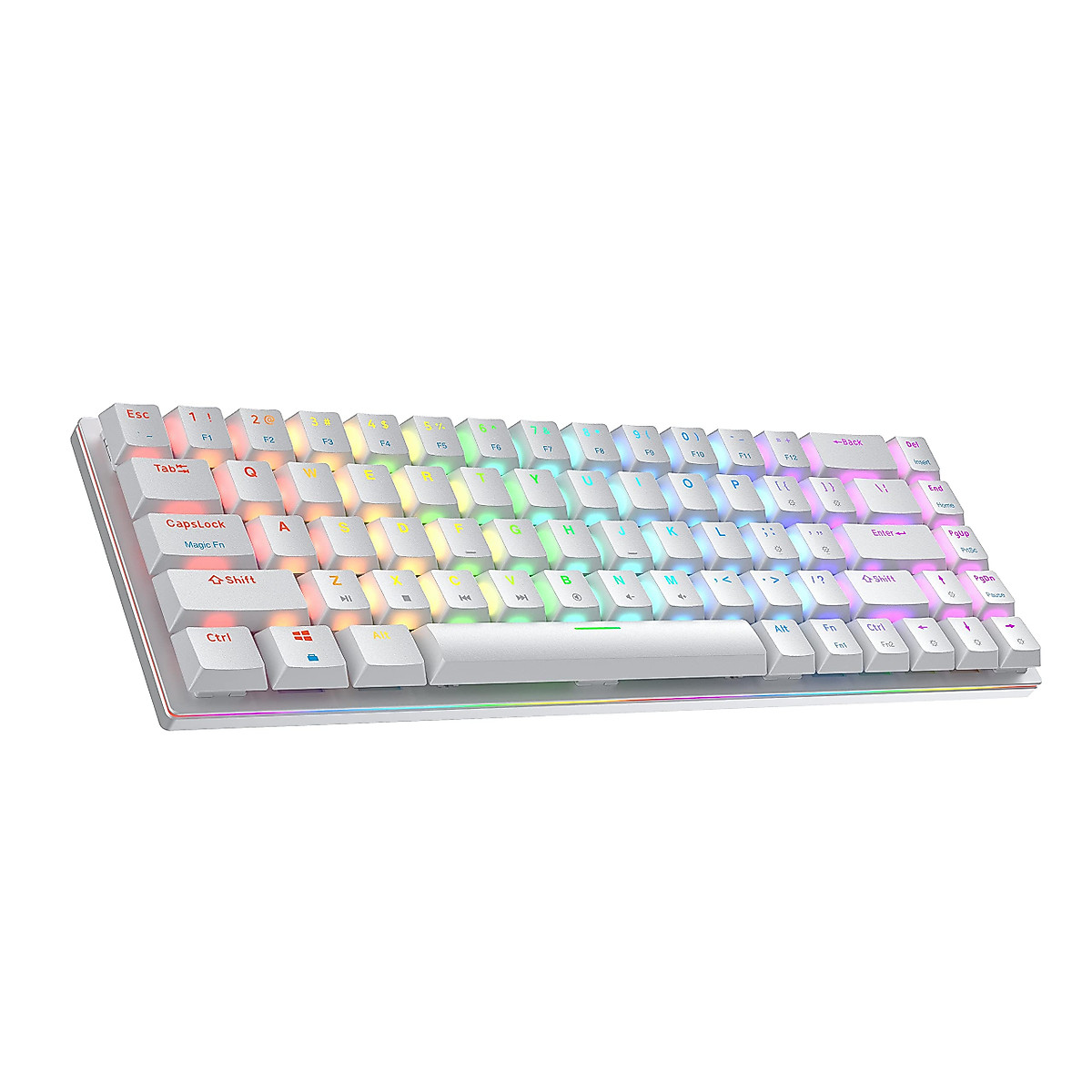Ranked G65 Guardian 65% | Full Aluminum Frame | Ultra Slim Hot Swappable Mechanical Gaming Keyboard | 68 Keys Multi Color RGB LED Backlit for PC/Mac Gamer (White, Gateron Low Profile Blue)