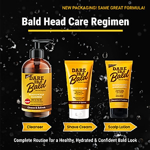 Dare 2B Bald Moisturizing Shave Cream with Argan Oil, Shea Butter, Cocoa Butter & Tea Tree Oil | Bald Head Shaving Cream | Rich Hydration for a Smooth Shave | Head Shaving Cream for Bald Men- 5.0 OZ