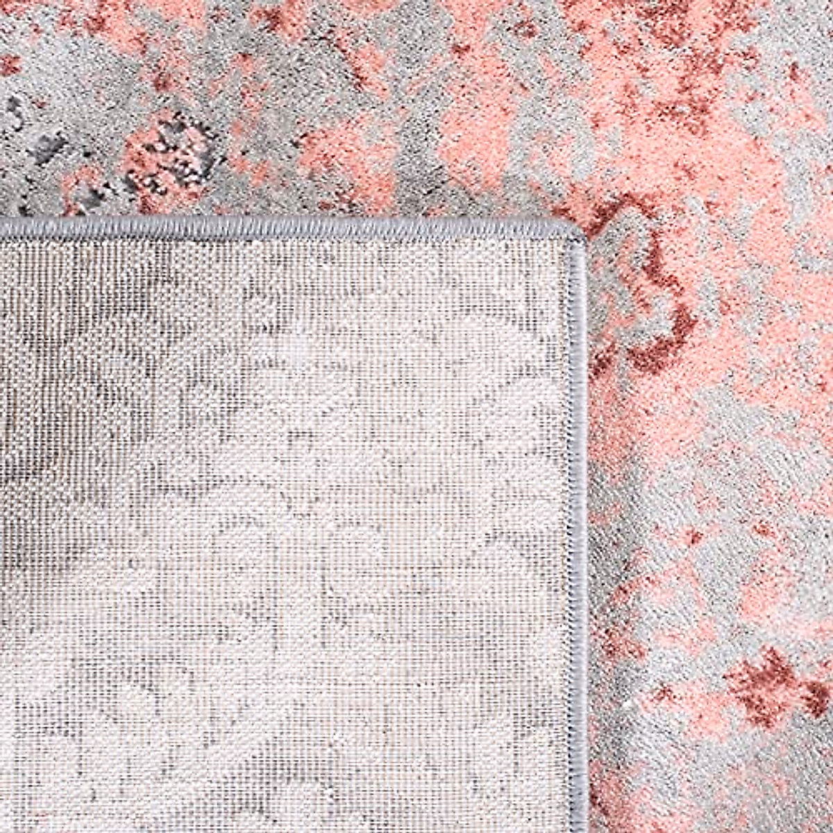 SAFAVIEH Meadow Collection Area Rug - 8' x 10', Light Grey & Pink, Modern Abstract Design, Non-Shedding & Easy Care, Ideal for High Traffic Areas in Living Room, Bedroom (MDW573G)