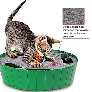Pawaboo Cat Toy with Running Mouse, Electric Interactive Motion Cat Toy Automatic Rotating Teaser Pop and Play Hide and Seek Hunt Toy for Pet Cat Kitten Play Fun Excercise
