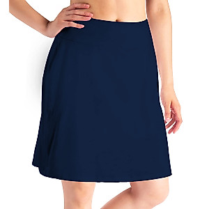 Yogipace Tall Women's 20" Modest Knee Length UV Protection Skirt Athletic Golf Tennis Skort Built in Shorts Navy Blue Size XXL