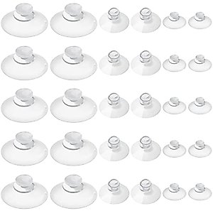 LuluEasy 30 Pieces 3 Sizes Clear Suction Cups for Glass, Without Hooks, Plastic Sucker for Home Organization Festival Decoration Window, Assorted Sizes 0.8 inch + 1.2 inch + 2.2 inch