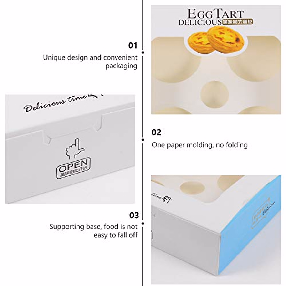 BESTOYARD 25pcs Egg Tart Window Boxes Cupcake Boxes with Inserts Macaron Display Container Chocolate Mini Cookies Packaging Boxes for Baking Muffin Carriers with Clear Window 4 Grid