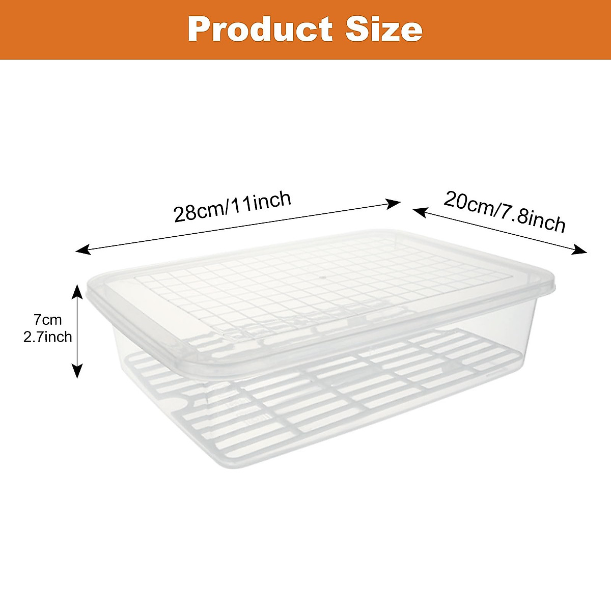 YAYODS 6 Pack Food Storage Containers for Fridge Plastic Refrigerator Storage Containers with Removable Drain Plate and Lid, Stackable Freezer Food Storage Containers for Fruits, Vegetables, Meat