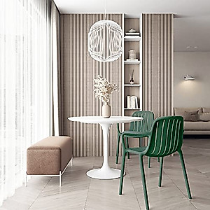 LESHI Dining Chair with Armrests Backrest Plastic Chairs Bar Breathable Design Simple Art Style for DiningRoom Bedroom Living Room Patio Indoor Outdoor (Set of 2, Dark Green)