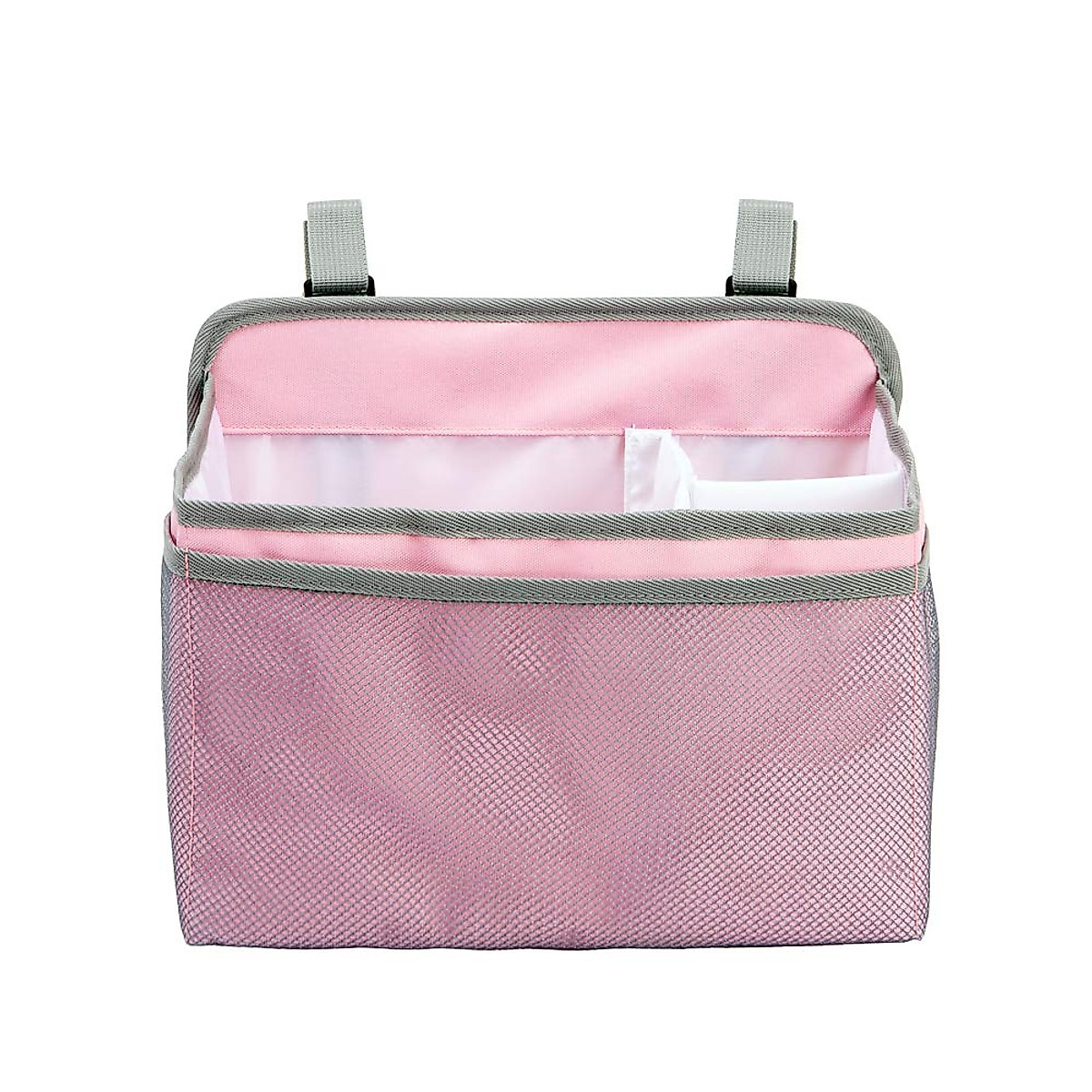 Baby Diaper Caddy Bag Stacker Organize - Nursery Storage Bin for Diapers, Wipes & Toys - Protable Diaper Organizer for Crib Wall (Pink)