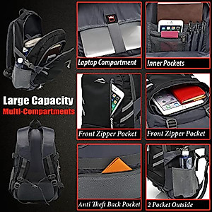 ProEtrade Backpack Bookbag for College Laptop Travel, Fit Laptop Up to 15.6 inch Multi Compartment with USB Charging Port Anti theft, Gift for Men Women (Black)