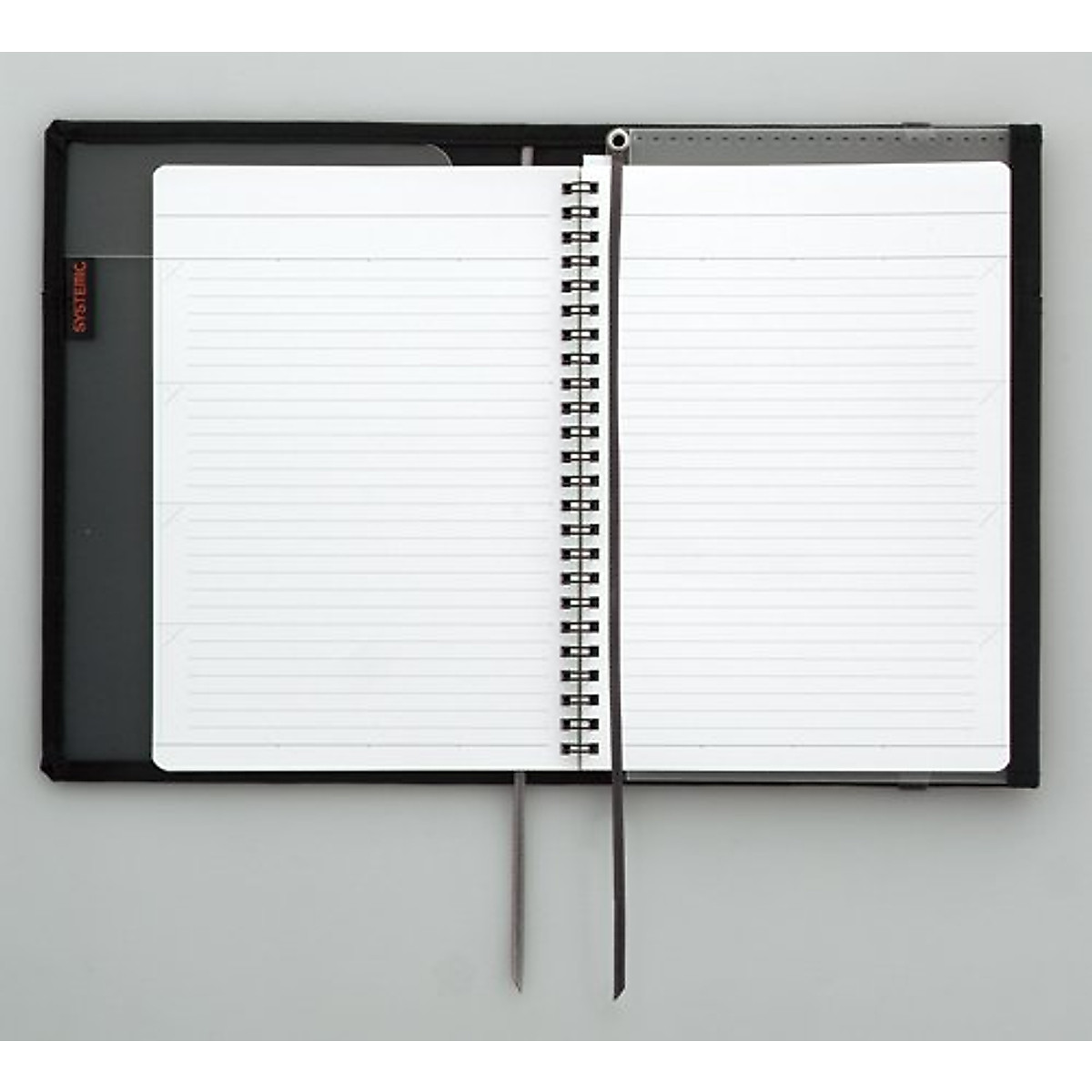Kokuyo Systemic Cover Notebook, with One A5 (5.8" X 8.3"), B 6mm Ruled, 28 Lines, 50 Sheets, Twin Ring Edge Title Notebook, Black, Japan Import (NO-685B-D)