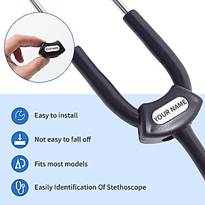 Stethoscope Name Tag Replacement Parts Identification Tag Name Tag,Adult Pediatric Compatible with Littman Cardiology Repair Stethoscope Accessories 40007,Black