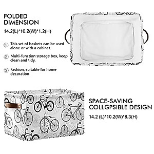 xigua Bicycle Bike Print Storage Baskets,Large Decorative Collapsible Rectangular Canvas Fabric Storage Bin for Home Office(15x11x9.5inch,1 Pack)