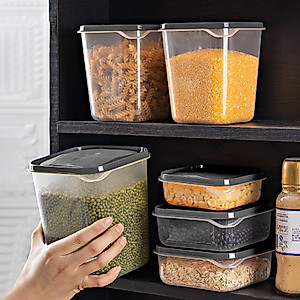 34Pcs Food Storage Containers with Lids (17 Containers and 17 Lids), Salad Dressing Condiment Leftover Lunch Box, Reusable Plastic Freezer Containers Microwave Dishwasher Safe (7 Assorted Size, Grey)