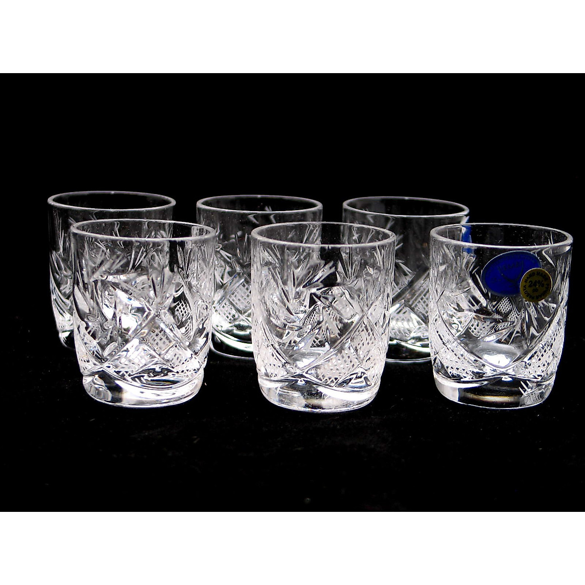 SET of 6 Russian Vintage CUT Crystal Stemless Shot Vodka Glasses 1.5 Oz / 50 ml, Old-fashioned Handmade European Crystal Gift Set