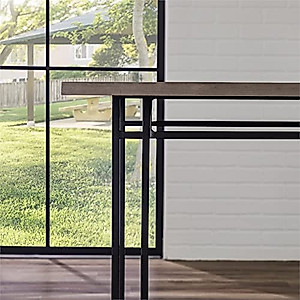 Walker Edison Sutton Wood and Dual Metal Leg Dining  Table, 60 Inch, Grey