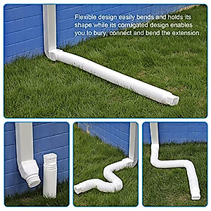 Plusgutter White-2pack Rain Gutter Downspout Extensions Flexible, Drain Downspout Extender,Down Spout Drain Extender, Gutter Connector Rainwater Drainage,Extendable from 21 to 68 Inches.