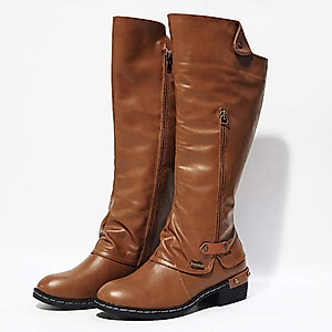 XHLEMON Women Vintage Victorian Gothic Mid Calf Height Boots Casual Lace up Thick High Heels Booties Winter Warm Shoes