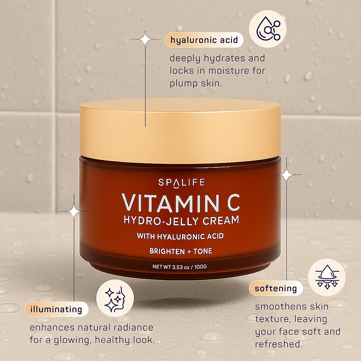 SpaLife Brighten + Depuff Vitamin C Hydro-Jelly Eye Cream With Green Tea