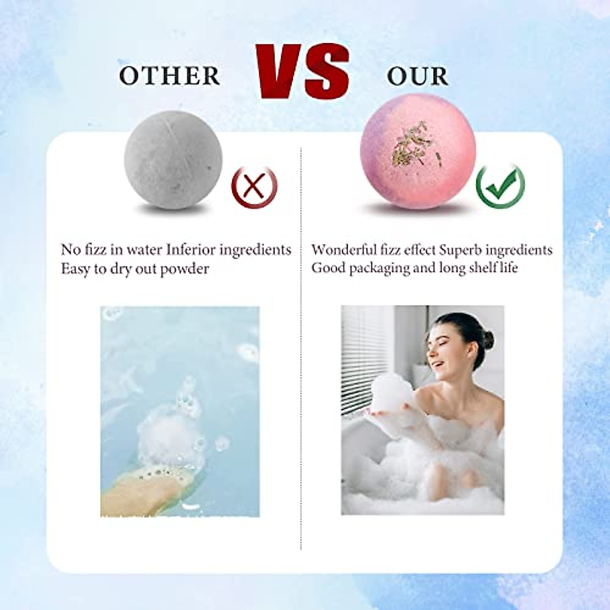 Beautifier Life Moisturizer Bath Bombs Gift Set(Set of 24)Natural Refreshing Bubble Bath Kit with Relaxing Scents Made from Essential Oils for Bubble and Spa Bath, Valentines Day Gifts