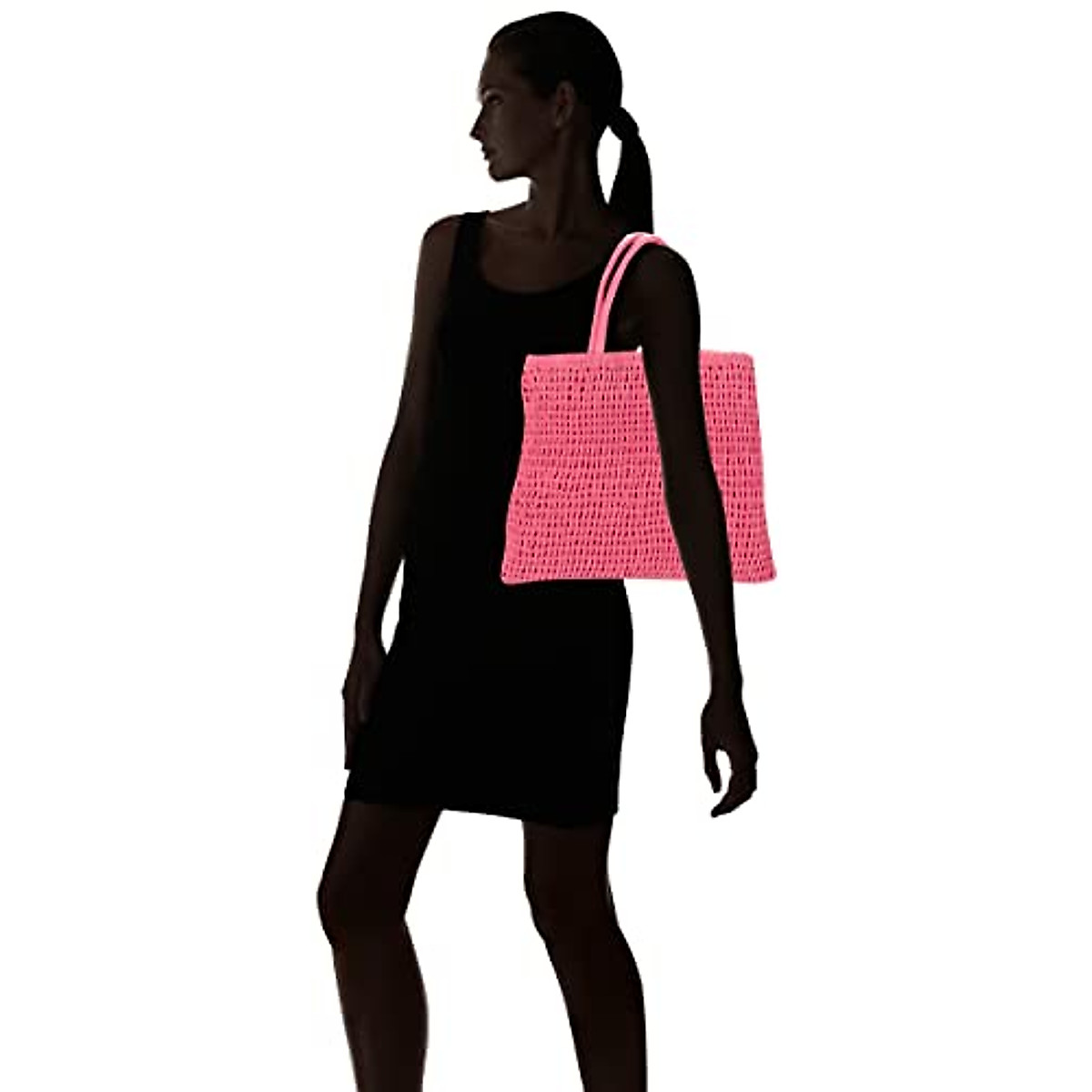 The Drop Women's Alora Crochet Small Tote, Hot Pink, One Size