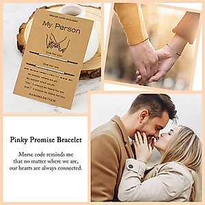 KGBNCE My Person Morse Code Bracelet Pinky Promise Couple Distance Matching Secret Message Friendship Handmade Adjustable Bracelet Jewelry for Women 2 Pieces