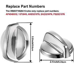 WB03T10284 Knobs Burner Control Knobs Compatible with General Electric GE Range/Stove/Oven Knob Replace for AP4346312 PS2321076 (6 Pack)