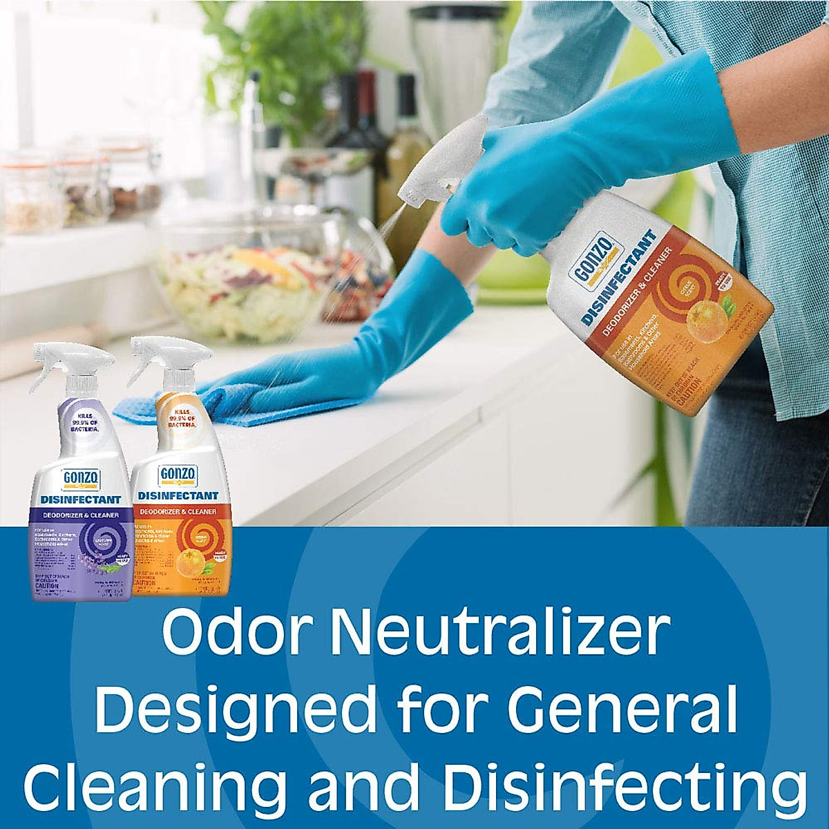 Gonzo Disinfectant Spray & Multipurpose Cleaner - 24 Ounce (2 Pack) Citrus - Odor Eliminator, Disinfectant, Flood Fire Water Damage Restoration