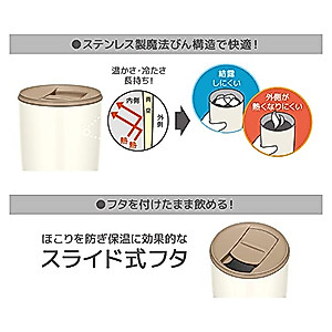 Thermos JDP-400 WH Vacuum Insulated Tumbler with Lid, 13.5 fl oz (400 ml), White