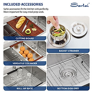 Sarlai Drop In Kitchen Sink - 33x22 Drop In Kitchen Sink Ledge Workstation 16 Gauge Stainless Steel Topmount Deep Single Bowl Over Counter Kitchen Sinks Basin Round Corners